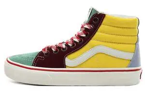 VANS Sk8-hi Color Block Lace Up Sneakers - Yellow/green/red
