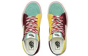 VANS Sk8-hi Color Block Lace Up Sneakers - Yellow/green/red
