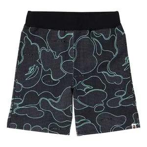 A BATHING APE Text Code Camo Sweat Shorts - Black