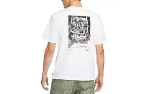 Nike Back Printing Round Neck Pullover Short Sleeve White