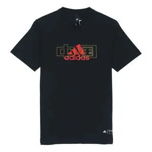 Adidas Short Sleeve Round Neck Graphic T-shirt - Black