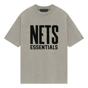 Fear Of God X Nba Brooklyn Nets T-shirt 'grey Black