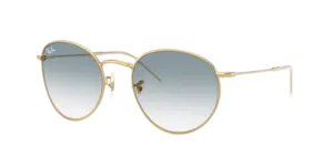 Ray-ban Black Round Frame Sunglasses With Lenses - Clear Gradient Blue