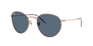 Ray-ban Black Round Frame Sunglasses With Lenses - Dark Blue