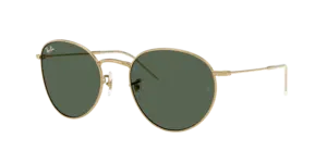 Ray-ban Black Round Frame Sunglasses With Lenses - Dark Green
