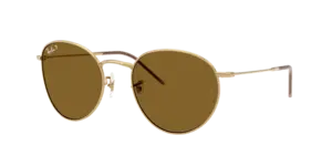 Ray-ban Black Round Frame Sunglasses With Lenses - Polarized Brown