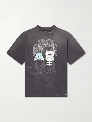 SAINT MXXXXXX Paint-splattered Printed Cotton-jersey T-shirt
