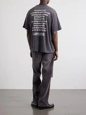 SAINT MXXXXXX Paint-splattered Printed Cotton-jersey T-shirt