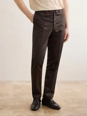 DE PETRILLO Tapered Cotton-twill Suit Trousers