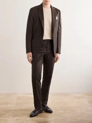 DE PETRILLO Tapered Cotton-twill Suit Trousers