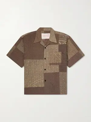 KARDO Rohit Bandhani Convertible-collar Patchwork Embroidered Cotton Shirt