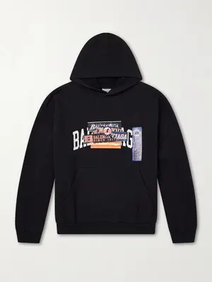 Balenciaga Logo-detailed Cotton-jersey Hoodie - Black