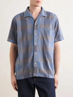 BEAMS Italian Collar Checked Cotton Shirt