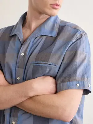 BEAMS Italian Collar Checked Cotton Shirt