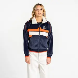 THE WILD COLLECTIVE Detroit Tigers Velvet Corduroy Full-zip Jacket - Navy
