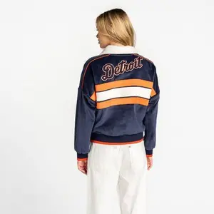 THE WILD COLLECTIVE Detroit Tigers Velvet Corduroy Full-zip Jacket - Navy