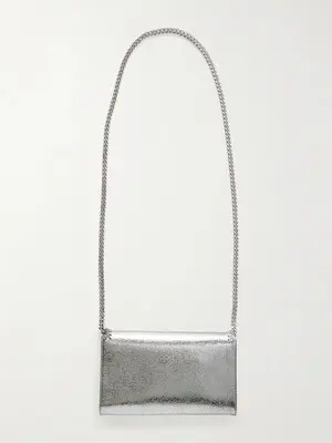 Stella McCartney Falabella Crinkled Metallic Chain Wallet