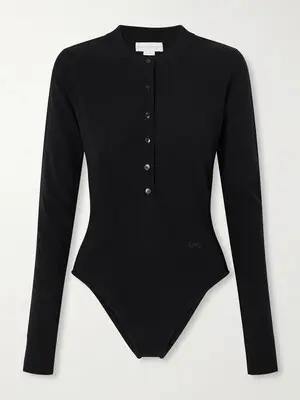 Stella McCartney Ribbed Virgin Wool Bodysuit - Black