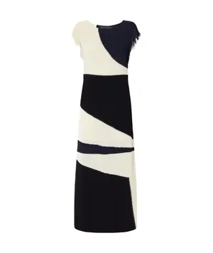 Proenza Schouler Saskia Intarsia-knit Woven Midi Dress - Multi