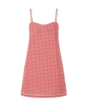 Posse Lindie Gingham Cotton Mini Dress - Red