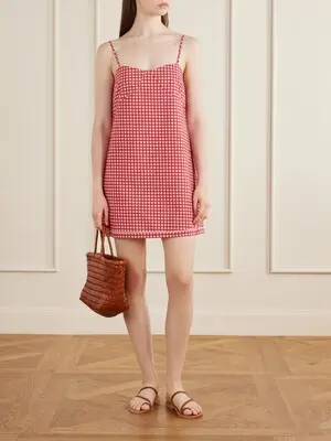 Posse Lindie Gingham Cotton Mini Dress - Red