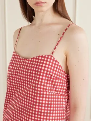 Posse Lindie Gingham Cotton Mini Dress - Red