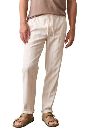 Marine Layer Striped Drawstring Hemp Blend Beach Pants