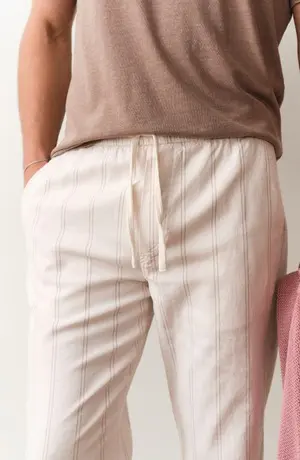 Marine Layer Striped Drawstring Hemp Blend Beach Pants