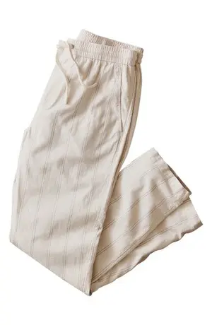 Marine Layer Striped Drawstring Hemp Blend Beach Pants