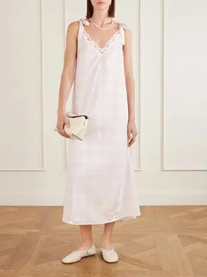Posse Marylin Gingham Lace-trimmed Cotton Maxi Dress