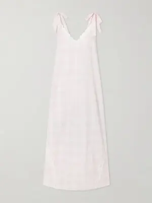 Posse Marylin Gingham Lace-trimmed Cotton Maxi Dress - Multi