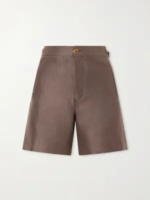 GOD’S TRUE CASHMERE God's True Cashmere Cocoa Cropped Linen Shorts - Brown