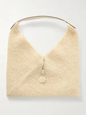 HUNTING SEASON Origami Large Raffia Tote With Leather Trim