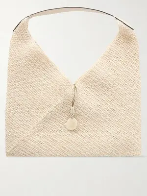 HUNTING SEASON Origami Large Raffia Tote With Leather Trim - Neutrals