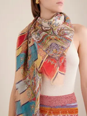 Etro Aida Printed Scarf - White