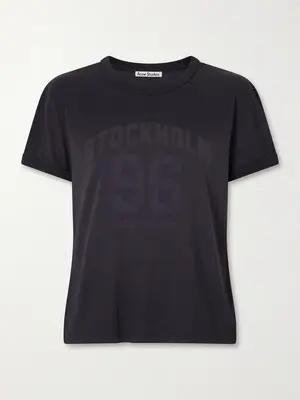 Acne Studios Etza College Printed Cotton-jersey T-shirt - Black