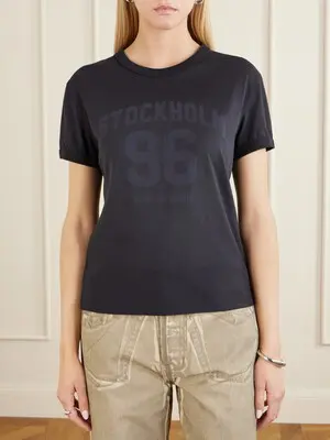 Acne Studios Etza College Printed Cotton-jersey T-shirt - Black