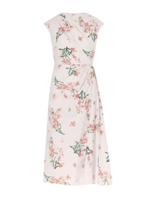 Erdem Floral Print Cotton-poplin Midi Dress - White