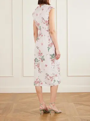 Erdem Floral Print Cotton-poplin Midi Dress - White