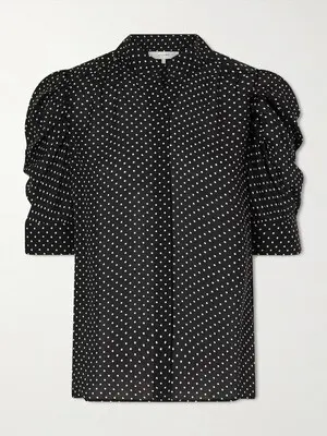 FRAME Gillian Polka-dot Silk-voile Blouse - Black