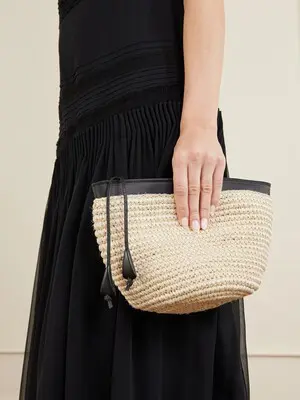 HUNTING SEASON Raffia Clutch With Leather Trim