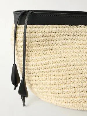 HUNTING SEASON Raffia Clutch With Leather Trim