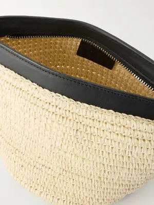 HUNTING SEASON Raffia Clutch With Leather Trim