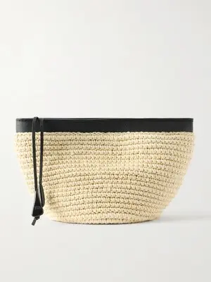HUNTING SEASON Raffia Clutch With Leather Trim - Neutrals