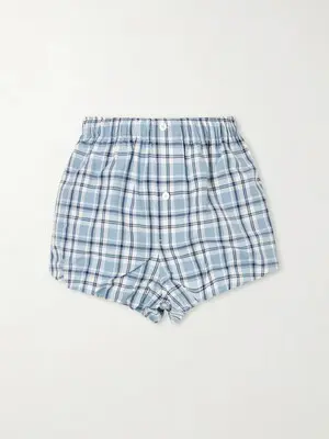 Acne Studios Pebby Checked Cotton Shorts - Blue