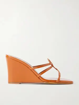 MARYAM NASSIR ZADEH 70 Opera Patent Leather Wedge Sandals - Brown