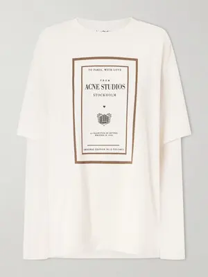 Acne Studios Acne Studios Edra Double Book Cover Printed Cotton-Jersey T-Shirt Neutrals