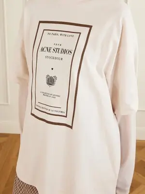 Acne Studios Edra Double Book Cover Printed Cotton-jersey T-shirt - Neutrals