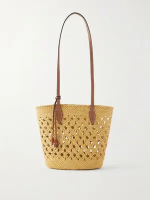 HUNTING SEASON Lattice Basket Raffia Tote - Brown