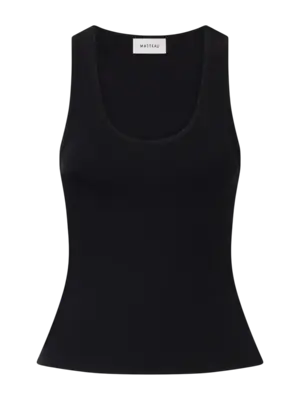 Matteau Organic Cotton Ribbed High Neck Tank - Black